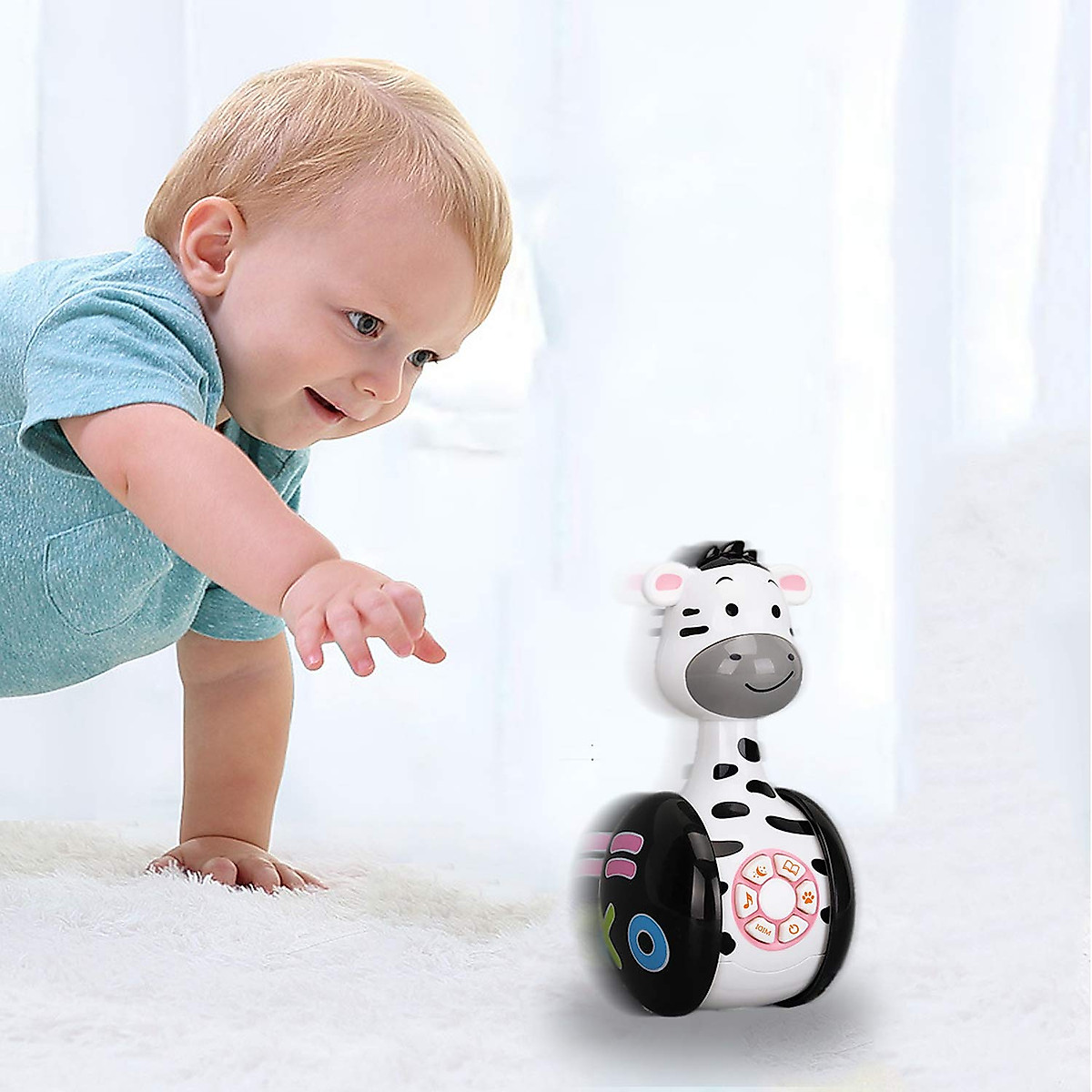 Early Education Music Toy,Baby Toy Toddler Toys,Music Story Book Toy,Roly-Poly Rattles Toys with Lights, Sounds and Music Cute Rattles Ring Bell Toys for 6 + Months Story Machine Infants Baby Tumbler