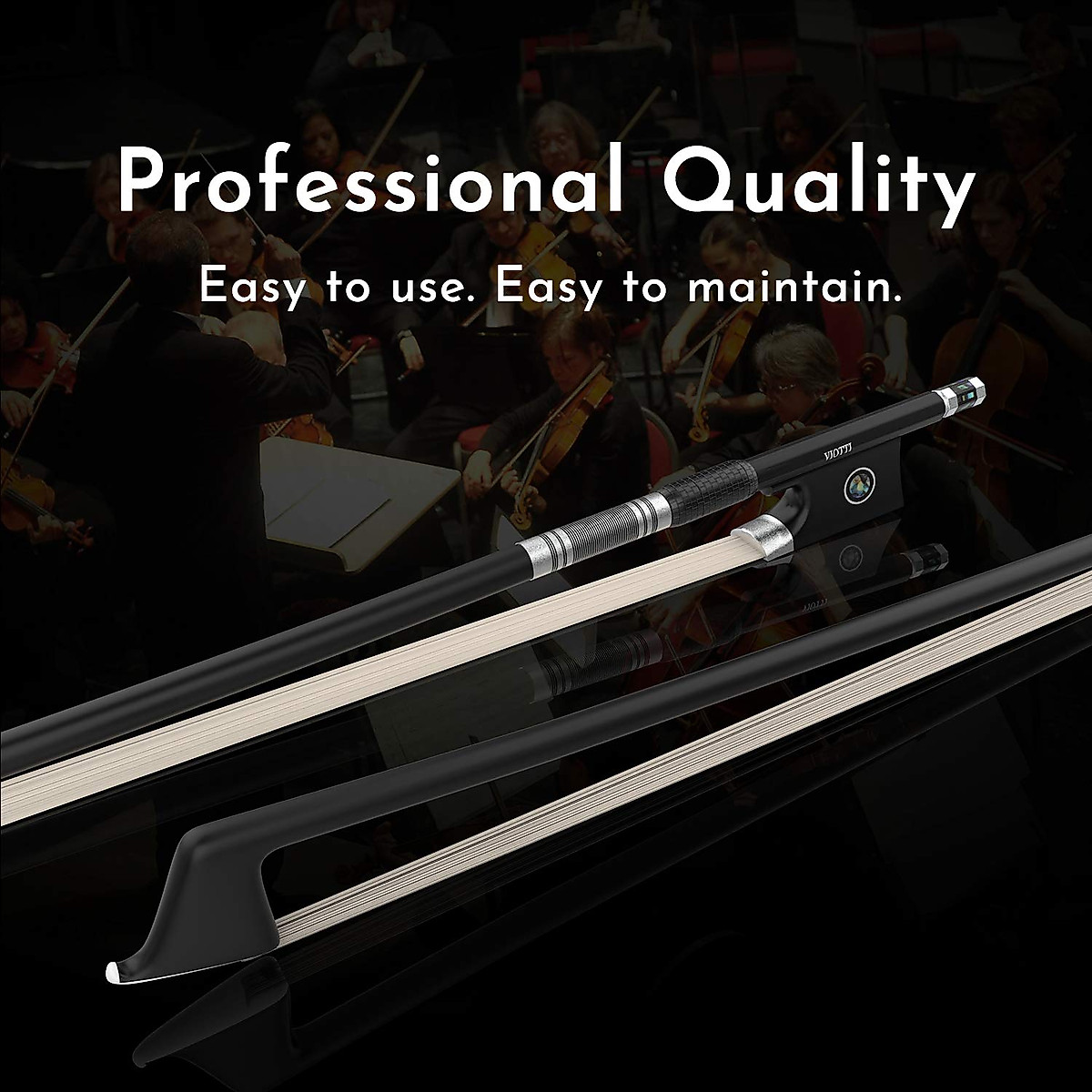 Viotti Carbon Fiber Violin Bow, Hand Crafted by Professional Violin & Bow Makers, Strong, Stiff & Well Balanced, Made with Mongolian Horse Hair, For Violinists & Fiddlers of All Skill Levels