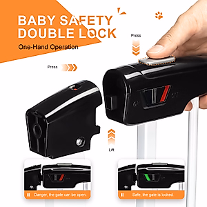 NCDCNI Pet Gate for Dogs, Dog Gate Indoor with Cat Door Walk Through Auto Close Pet Gate for Stairs Safety Gate Doggy Gate Pressure Mounted Kit Included [29.9-48" Extra Wide & 31.5" Height]