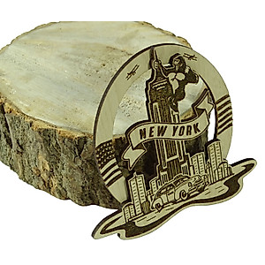 Wood Engraved New York King Kong Fridge Magnet Souvenir Gift