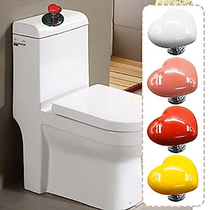 Toilet button press top toilet button flush replacement heart-shaped toilet button creative heart-shaped toilet tank button drawer handle door handle home decoration (red)
