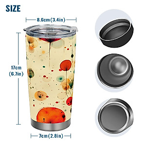 QWEUIOP 20oz Insulated Travel Coffee Mug Vintage Hand Drawn Polka Dots Stainless Steel Tumbler with Lid Double Wall Vacuum Coffee Cup For Hot and Cold Drinks14265