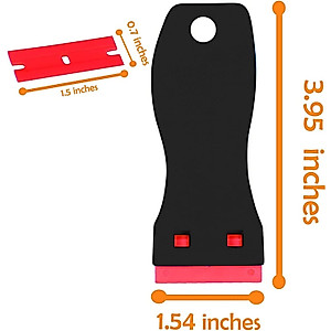 CANOPUS (Black) Glass Scraper, Plastic Scraper, Double Edge Plastic Razor Scraper with 10 Pcs Blades for Removing Labels, Glue, Paint Stickers and Decals