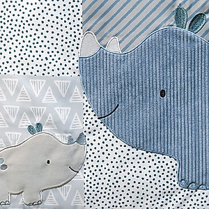 The Peanutshell Crib Bedding Set for Boys or Girls, Unisex 3 Piece Blue Rhino Nursery Collection