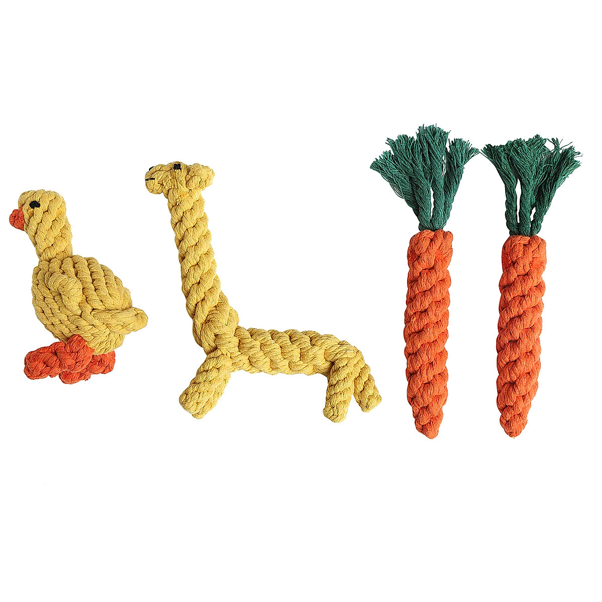 KIRTI Dog Chew Toys Rope - Durable Rope Puppy Chew Toys Animal Shape Washable Cotton Rope Toys Set for Small Dog Puppy Pet(4 Packs/Set)