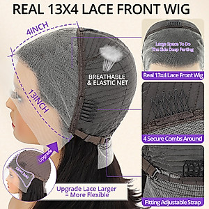 Kafangu Bob Wig Human Hair 13x4 HD Lace Front Wigs For Black Women Human Hair 180% Density Glueless Wigs Human Hair Pre Plucked with Baby Hair Short Straight Bob Wigs Natural Color 14inch