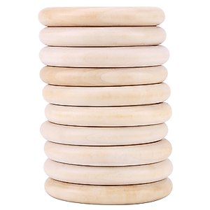 Wood Teething 10Pcs Wood Teething Rings Baby Infant Teether Wooden Bracelet DIY Craft Pacifiers Teethers Teething Relief Baby Wooden Teether Accessories Pendant Connector