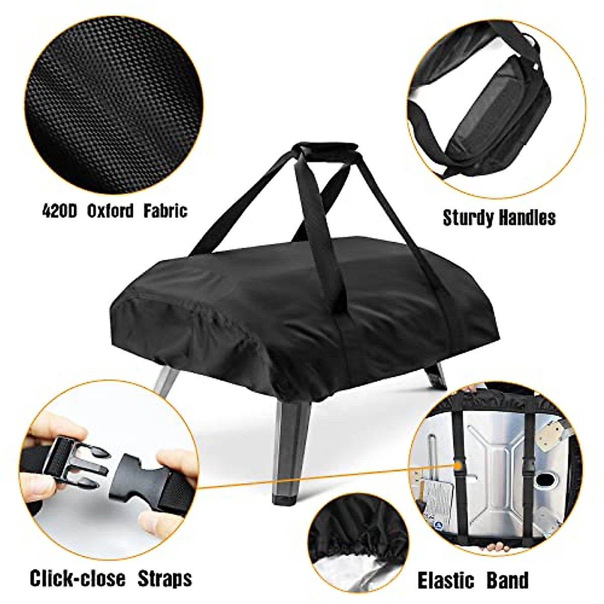 Kingling Pizza Oven Cover for Ooni Fyra 12 Pizza Ovens, Outdoor Portable Carry Pizza Grill Cover for Ooni 12 Pizza Oven Accessories