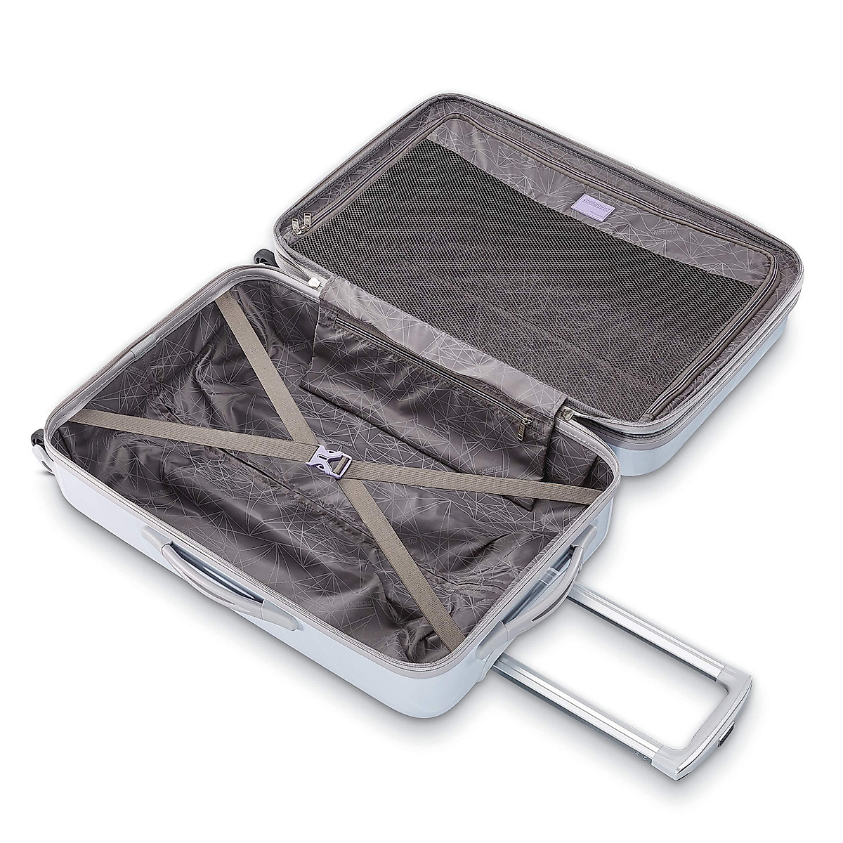 American Tourister Moonlight Hardside Expandable Luggage with Spinner Wheels, Iridescent White, Carry-On 21-Inch