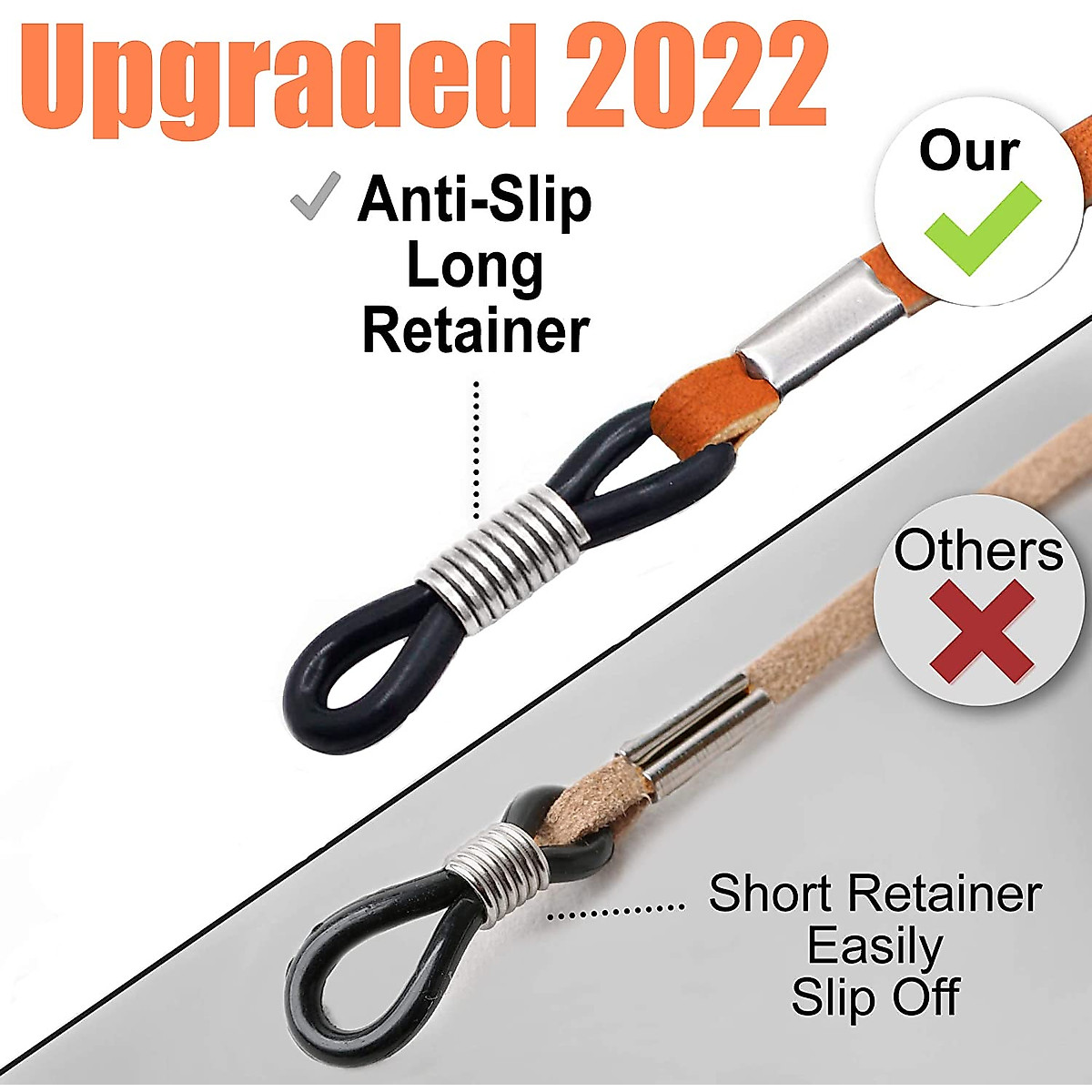 Pack of 4 Eco Leather Eyeglass Straps,Luxurious Adjustable Eyewear Retainers, Anti-slip Eyeglass Chains Lanyard, Sport Sunglass Retainer Holder Strap for Men and Women,with Free Gifts