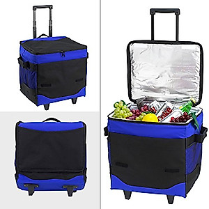 Picnic at Ascot Original 60 Can Collapsible Insulated Rolling Cooler- Designed & Quality Approved in the USA