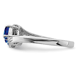 IceCarats 925 Sterling Silver Blue Sapphire Diamond Ring Gemstone Band Size 8.00