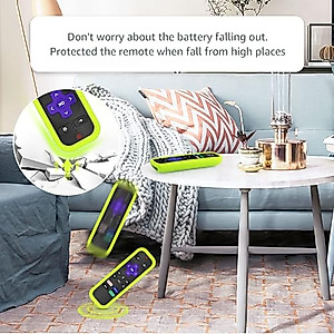 3 Pack Remote Cover for Roku, The Remote Case Compatible with Roku Voice Remote Official, Silicone Universal Protective Controller Sleeve for Roku TV Remote Glow in The Dark Yellow Blue Pink