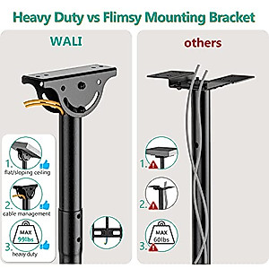 WALI Ceiling TV Mount, Full Motion Adjustable TV Mount Bracket Fits Most LED, LCD, OLED 4K TVs 26 to 65 inch, up to 99lbs, VESA 400x400mm (CM2665-P), Black