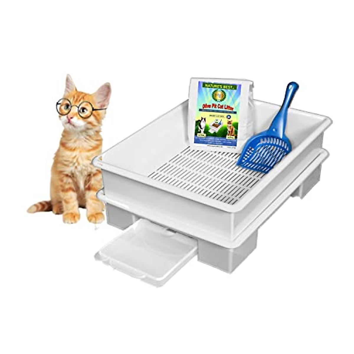 SMART CAT BOX Starter Kit - Cat Litter Box - Preferred for Reducing Odor & Easy Cleaning - Made in The USA