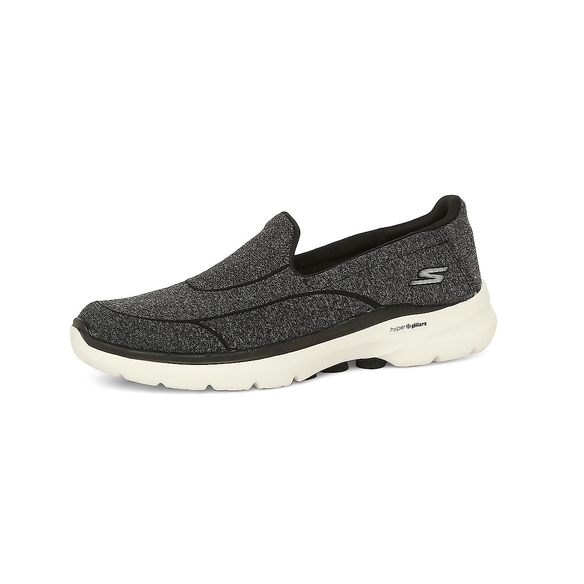 Skechers Women's GO Walk 6-Carice Sneaker, Black/White, 6.5