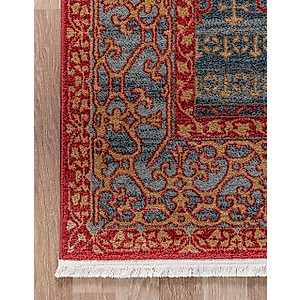 Unique Loom Palace Collection Area Rug - Saray (5' 1" x 8' Rectangle, Navy Blue/ Rust Red)