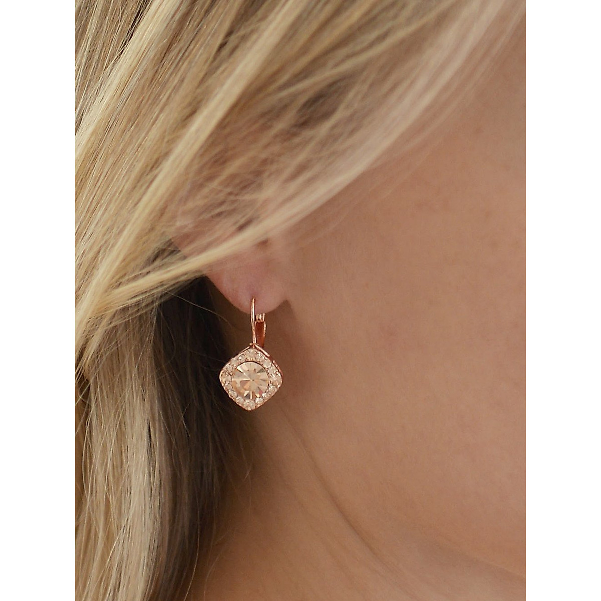 Mariell Tailored Solitaire Drop Earrings with Brilliant Round Crystals in Rose Gold Tone. Loved By All!