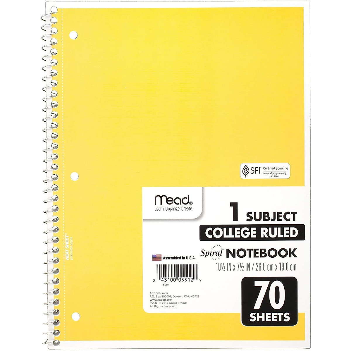 Mead Spiral Notebooks, 1 Subject, College Ruled, 70 Sheets, 24 Pack (73705)