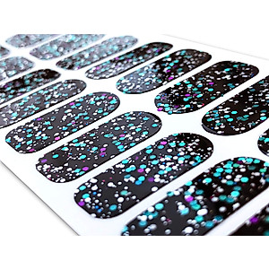 TOUGH GIRLS | Nail Polish Strips | 20 Stylish Strips | Brighter, Thicker, Tougher | Includes Cuticle Stick, Nail File, & Nail Wipes (Black & Sparkles)