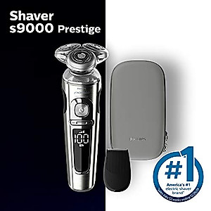Philips Norelco Shaver 9000 Prestige, Rechargeable Wet or Dry Electric Shaver with Trimmer Attachment and Premium Case, SP9820/87