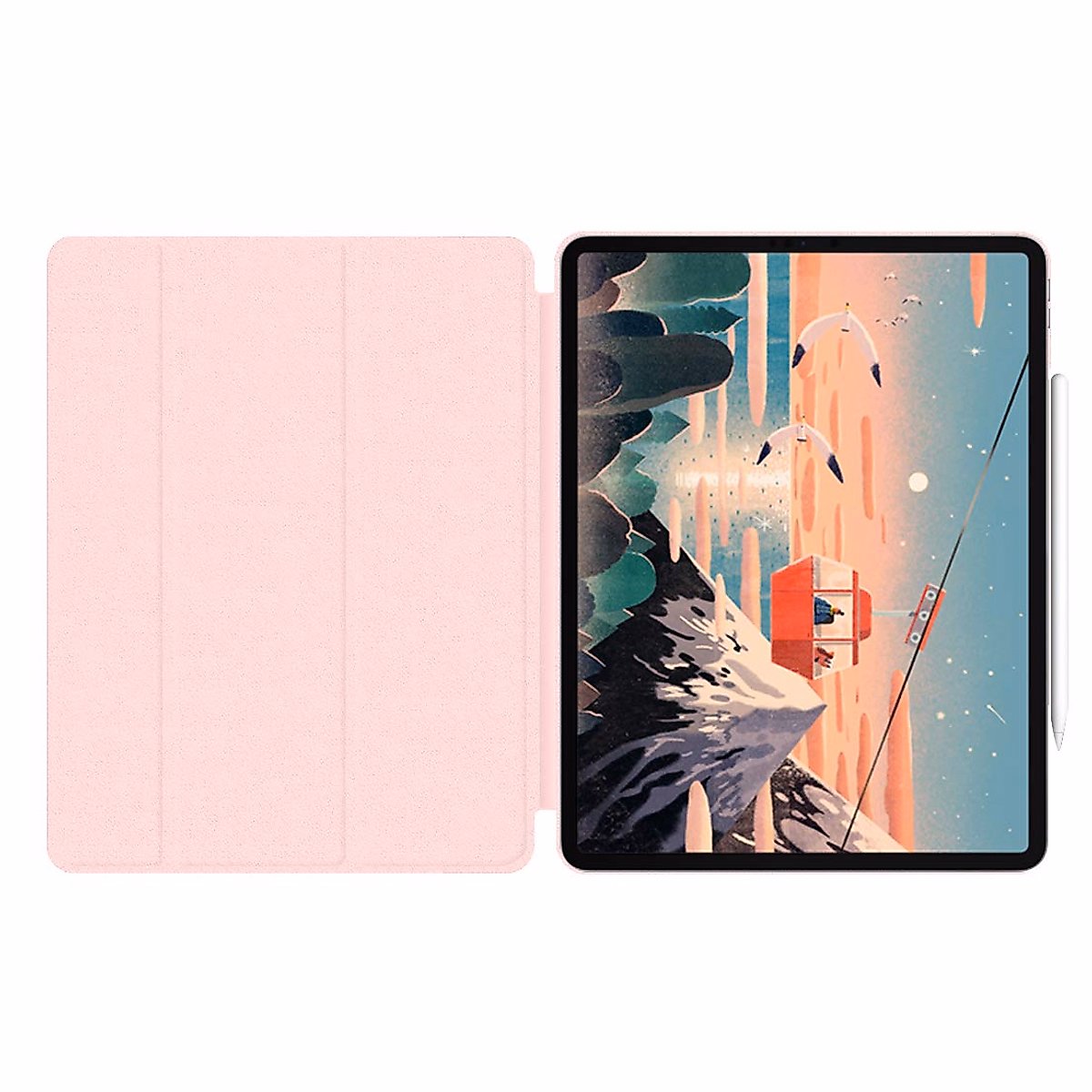 Aoub Case for iPad Air 11 Inch Case (M2) 2024, iPad Air 5th / 4th, Magnetic Attachment Cover [Supports Pencil Charging], Slim Trifold Stand Smart Case for iPad Air 11/10.9 inch 2022/2020, Baby Pink