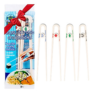 Compac Home Easy-to-Use Chopsticks, Plastic Dishwasher Safe, Great for All Ages, Parties, Stocking Stuffer, 4 Count