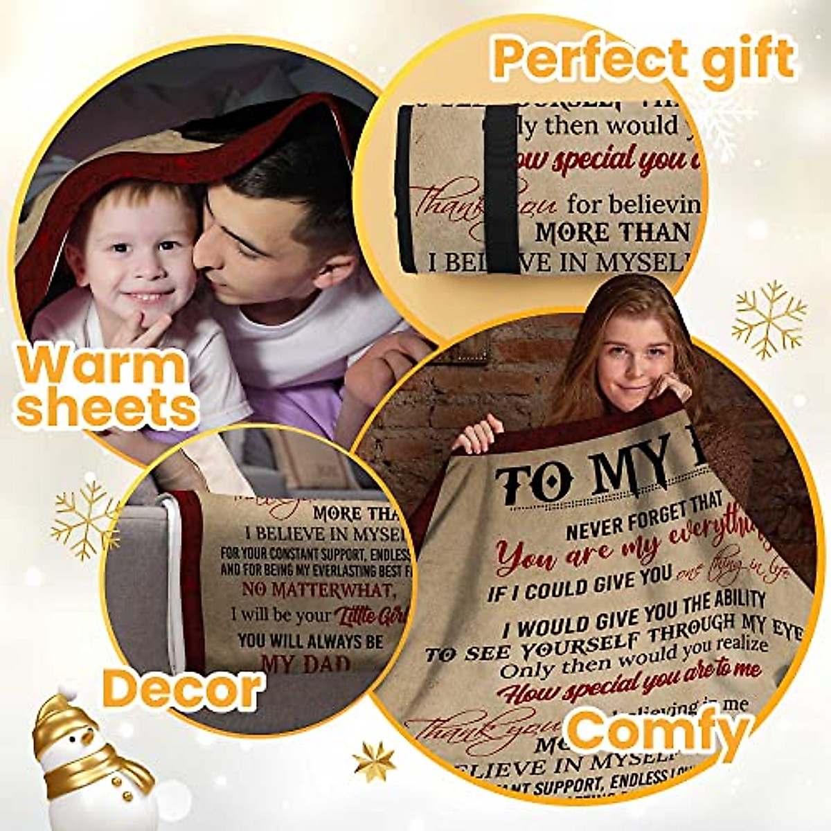 New 2023 Dad Gifts to My Dad from Daughter Holding Hand Ultra Soft Fleece Throw Blankets for Couch Bedroom Sofa Best Dad Gifts for Birthday, Thanksgiving, Anniversary, for Men 50x60 inches