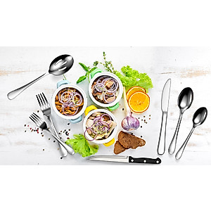 Tribal Cooking 48 Piece Silverware Set - Service for 8 - Stainless Steel Flatware serving set - Cutlery Set - Knives, Fork, and Spoon - Utensil sets - Dishwasher Safe - Stunning Polished Finish