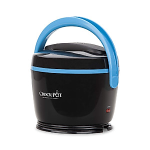 Crock-Pot 7 Quart Oval Manual Slow Cooker, Stainless Steel (SCV700-S-BR) & Electric Lunch Box, Portable Food Warmer for On-the-Go, 20-Ounce, Black/Blue