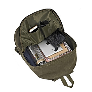 seemeroad Canvas School Laptop Backpack , Durable Rucksack, Travel Notebook Bag, for Men Women Military Green One_Size