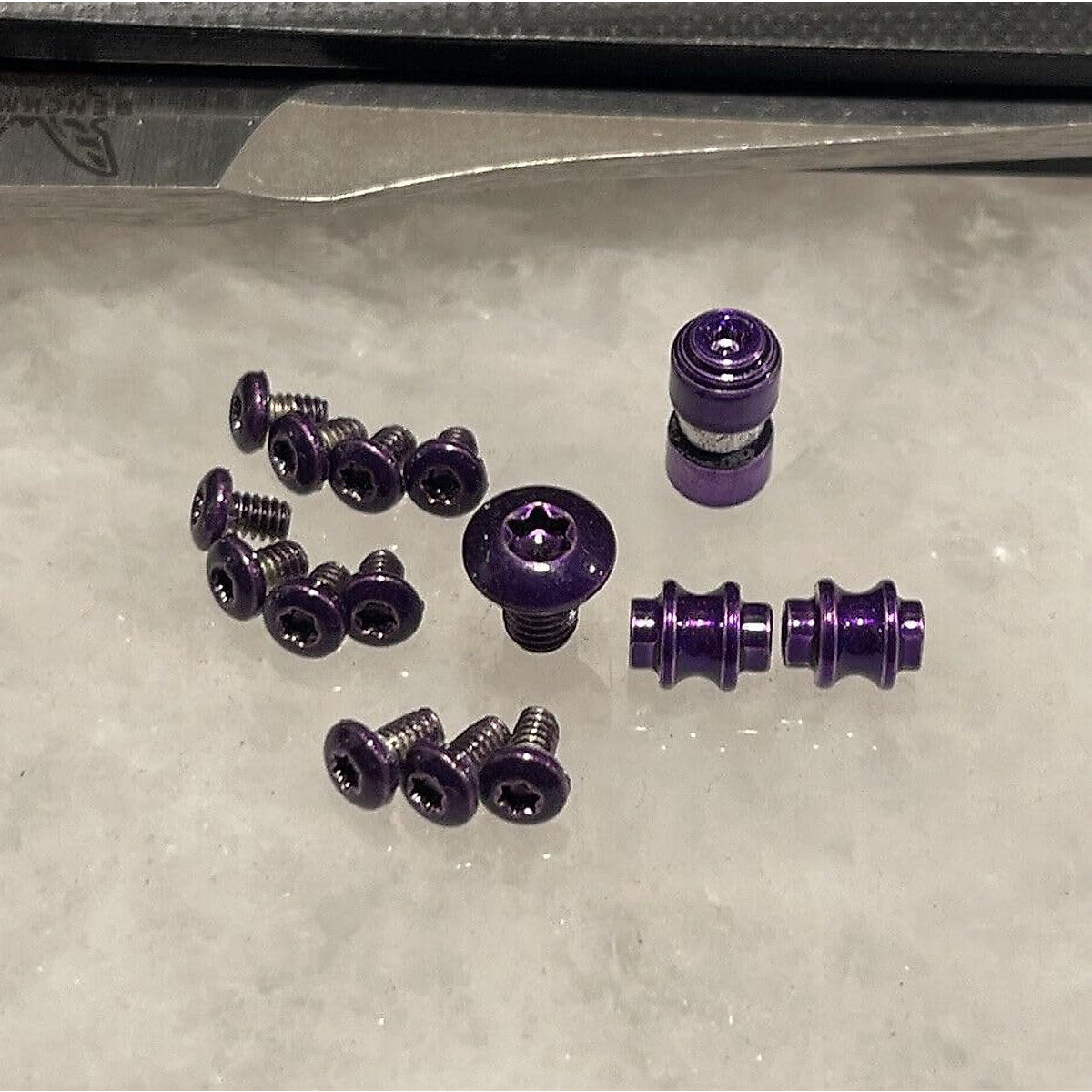 Translucent Purple Torx Screws, Thumb Stud & Standoff for Benchmade 940-2 Knife