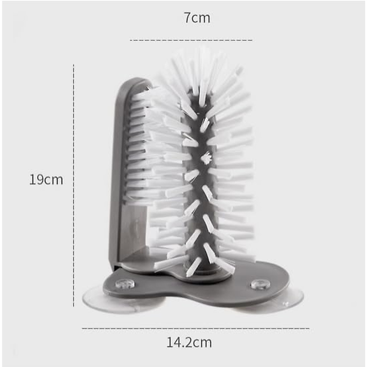 Jerliflyer Wall Suction Cup Washing Brush,bar Glass Washer Sink Glass Washer with Suction Cup Base (Gray)