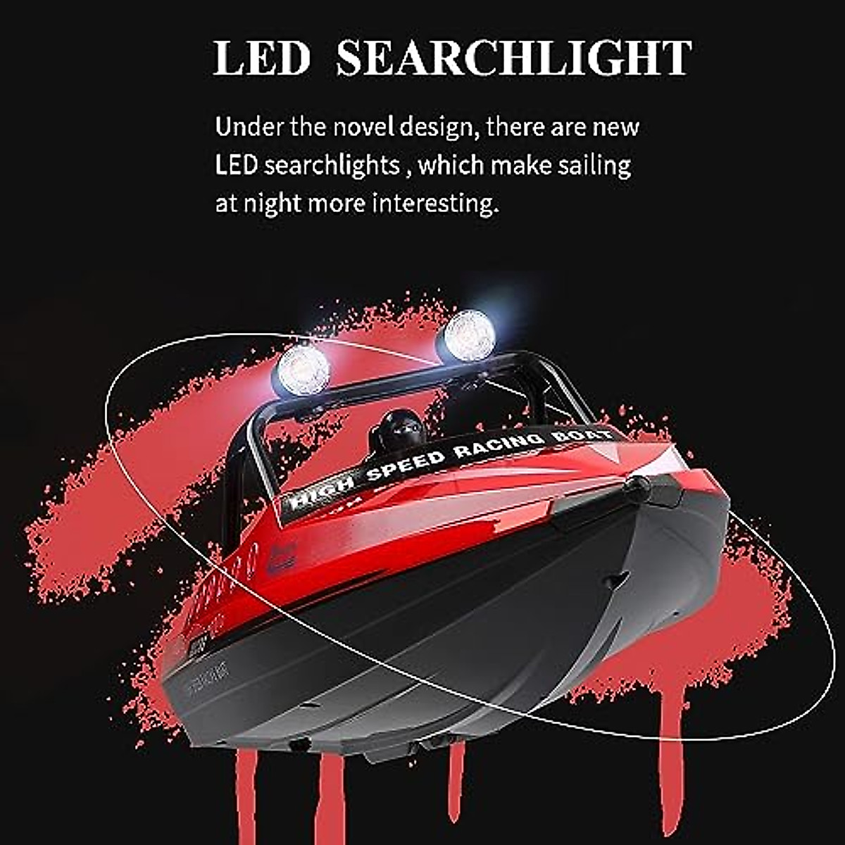 AUTO CARE WLtoys WL917 RC Boat for Pools and Lakes 2.4G High Speed Racing Boat 370 Carbon Brush Motor 16 km/h Model Electric Radio Remote Control Jet Boat Gifts(Red)