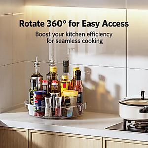 LAMU 4 Pack Lazy Susan Organizer Turntable for Cabinet, 10.6in 12in Rotating Organizer for Pantry, Kitchen, Fridge, Countertop, Bathroom, Spice Organization, Makeup Organizer, Clear