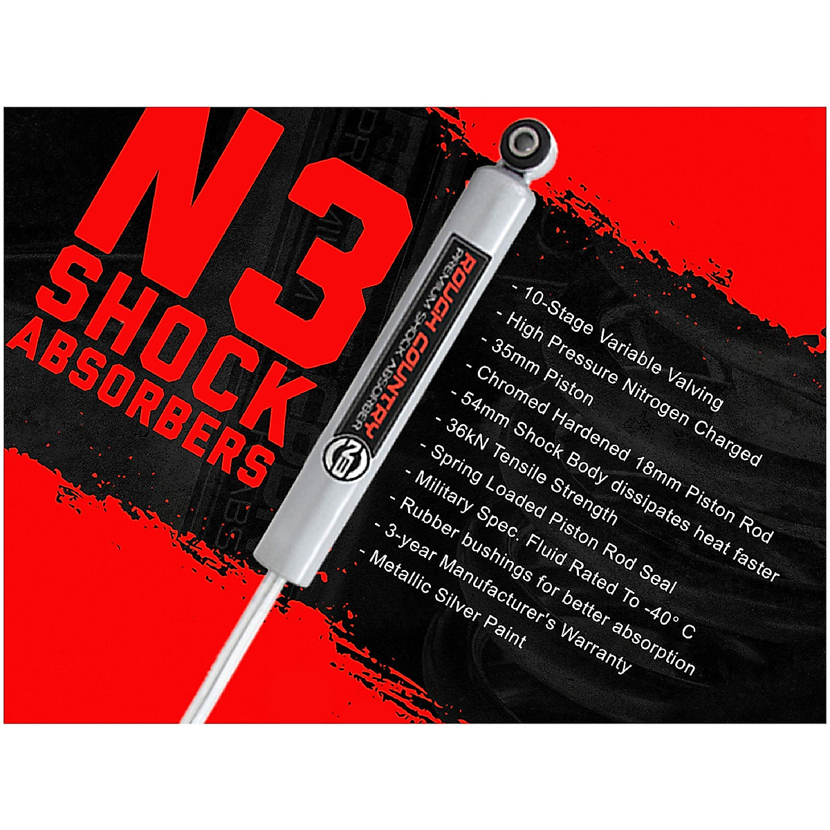 Rough Country 3.5-5" N3 Rear Shock Absorbers for 07-18 Jeep Wrangler JK - 23149_A