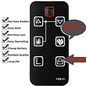 Replacement for FEBO Flame Electric Fireplace Remote Control F13-1-002-021 2014-411002