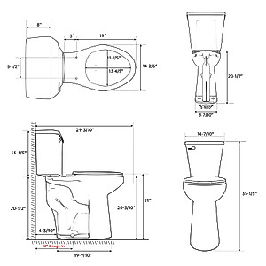 SUPERFLO High Toilets For Seniors 21 Inch| Elongated Extra Tall Toilets With 1.28 GPF Single Flush | 12 Inch Rough In Toilets For Bathrooms Tall Height Suitable For Tall Person & Disabled