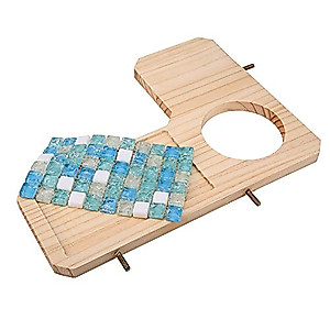 Ichiias Hamster Platform Double-Sided Wooden Rabbit Pedal Small Pet Crystal Stone Cooling Mat Pad, Chinchilla Cage Sturdy Standing and Jumping Wooden Board for Cage Rat Cage