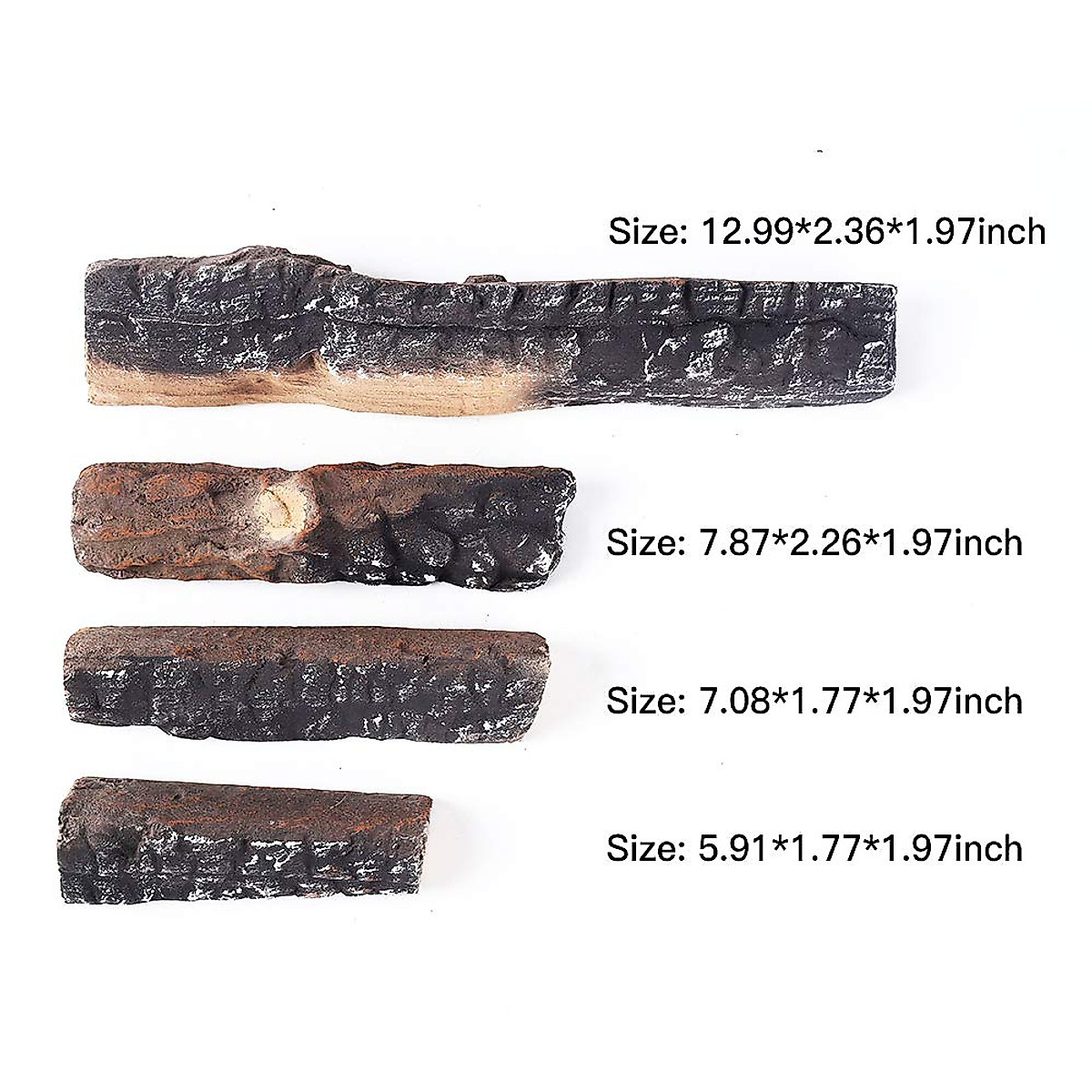 Large Gas Fireplace Logs Set of Ceramic Wood Logs. Use in Indoor, Gas Inserts, Vented, Electric, or Outdoor Fireplaces & Fire Pits. Realistic Clean Burning Accessories 4PCS