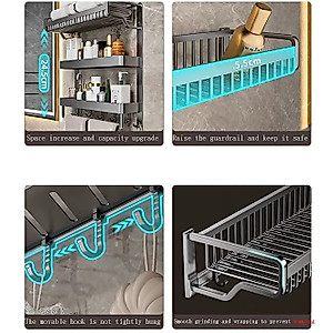 SEIFE Wall Mounted Towel Rack Shelf Stud Mount Double Towel Rack for Bathroom Stainless Steel Constructed Rust-Proof Shelf with Built-in Bars and Hooks Brushed Nickel Wall Mounted Bathroom Shelves (C