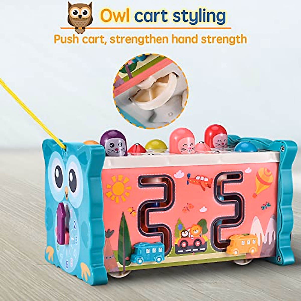 DOQUO Blue Early Baby Development Sensory Montessori Multifunctional Toys 12-18 Months Educational Hammering Pounding for 1+ Years Gift