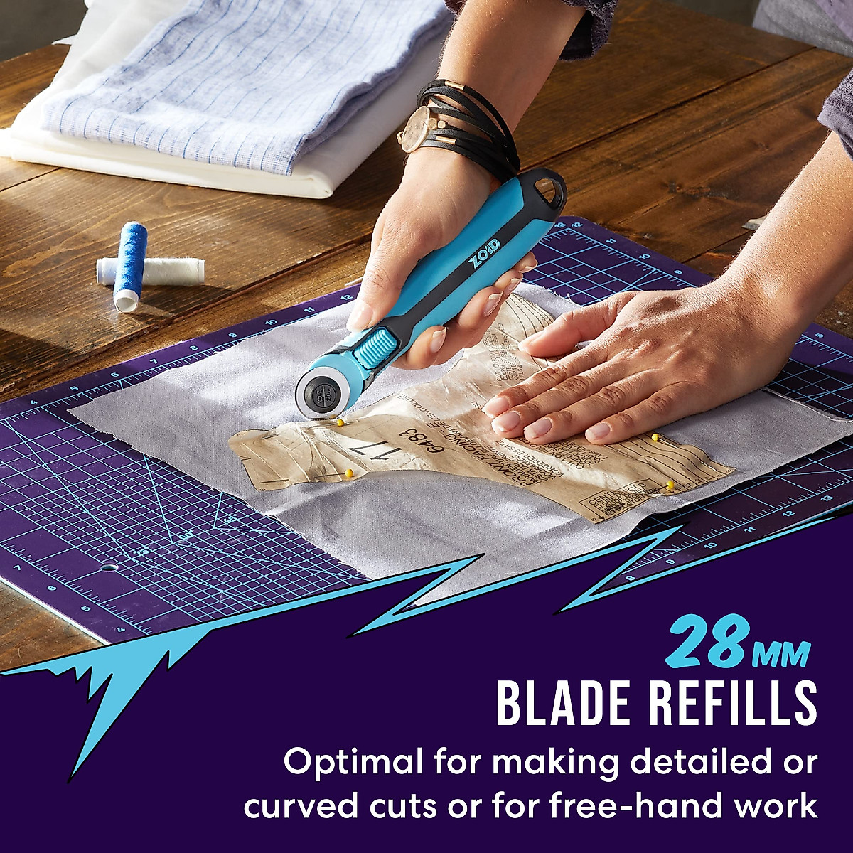 Zoid 28mm 5-Pk Rotary Refills, Cutting Wheel Blade Refills, Rotary Cutter Blades for Free-Hand Cutting and Crafting Projects