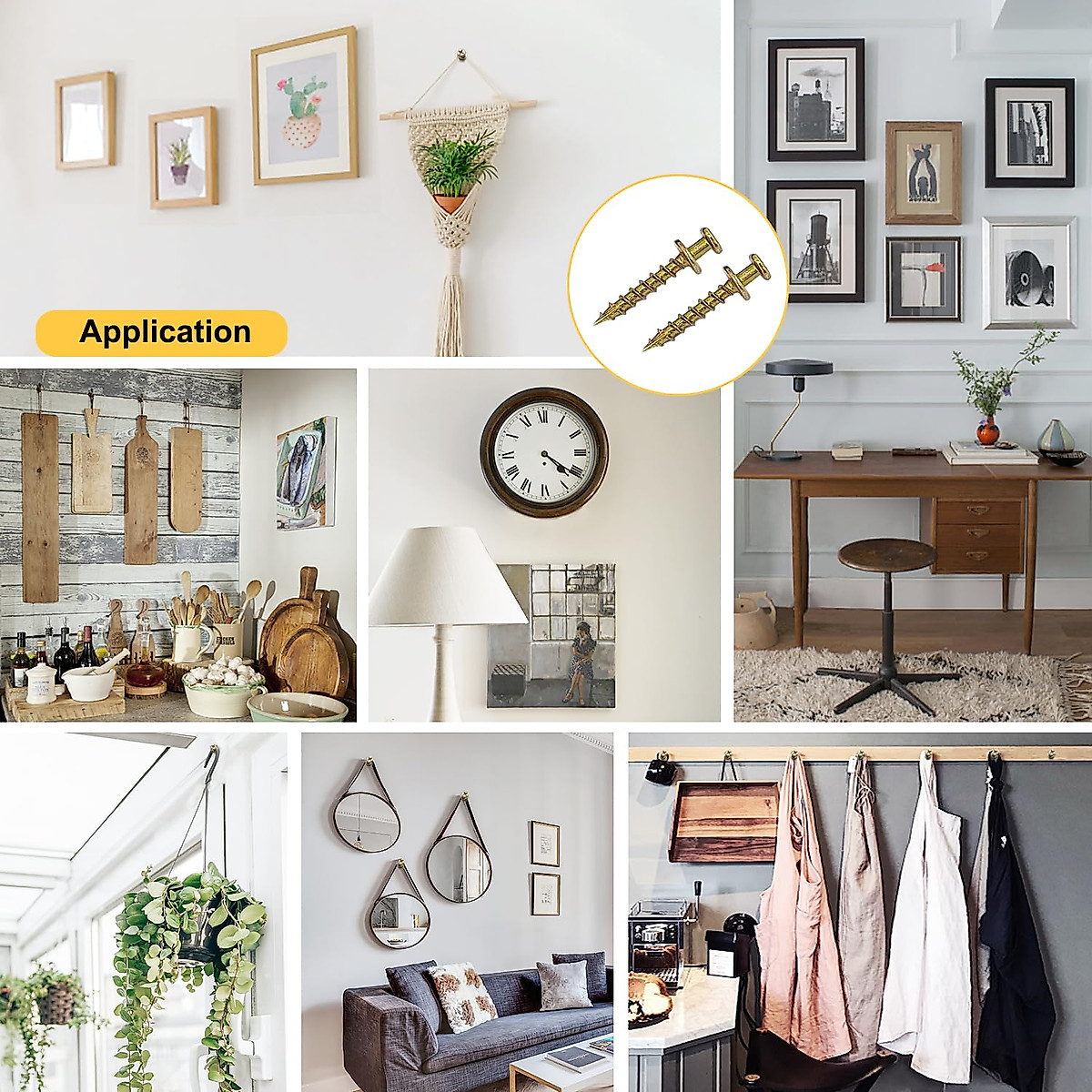 Picture Hangers, 4-in-1 Double Headed Picture Hooks, Picture Hanging Nails for D-Rings, Sawtooth, Wire and Keyholes - Mounts in Drywall and Wood Studs.(30lbs-30 Pack)