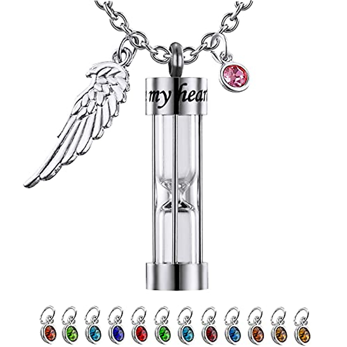 Misooky Urn Necklace for Ashes Keepsake Hourglass Memorial Cremation Jewelry for Human Women Men Ashes(Hourglass-Silver) …