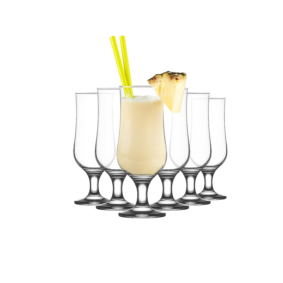 lav Hurricane Glasses Set of 6 - Pina Colada Cocktail Glasses 13 Oz - Great Choice for Tropical Drinks & Beers and Juice - Lead-Free Clear Tulip Drinking Cups Father's Day Gift