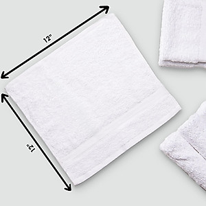 Bulk Spa White Washcloths – 96 Pack – Size 12” x 12” – Thick Loop Pile Washcloth – Absorbent and Soft 100% Ring-Spun Cotton Wash Cloth – Lint Free Face Towel – Wash Cloths Perfect for Bathroom