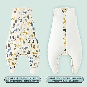 Duomiaomiao 1.5 TOG Toddler Sleep Sack 24-36 Months 100% Cotton Four Season Baby Sleep Sack with Feet, Breathable Comfy Toddler Wearable Blanket