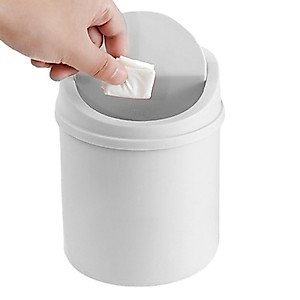 Desk Trash Can with Lid, Pop Up Countertop Wastebasket Small Garbage Can, Tiny Countertop Waste Basket Small Table Top Covered Garbage Bin for Desk Top