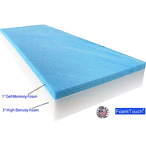FoamTouch 4x24x72GMF13 RV Bed Mattress, 4" x 24" x 72", Turquoise on White